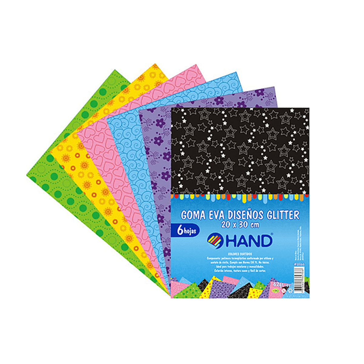 SET DE GOMA EVA GLITTER DISEÑOS - HAND