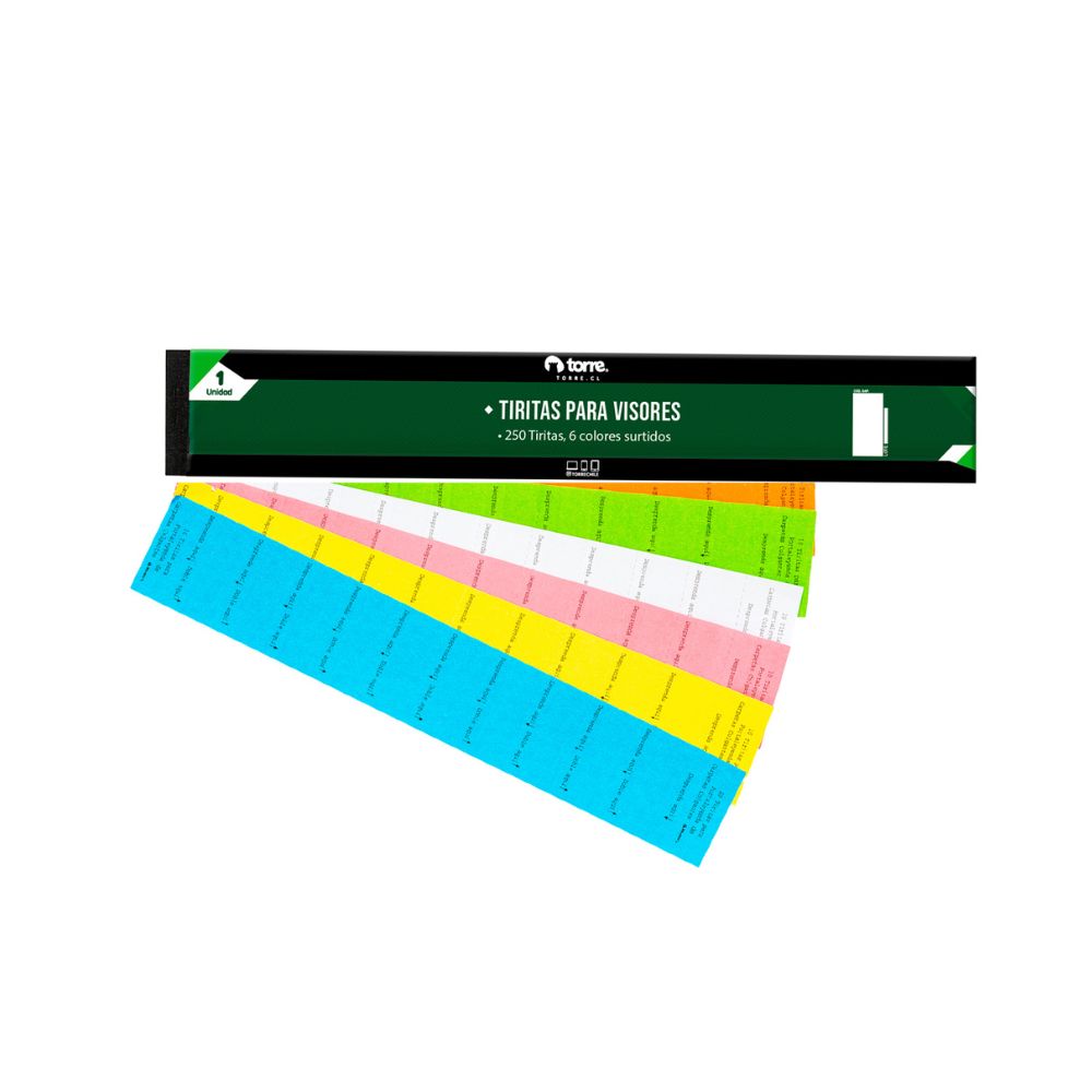 TIRITAS VISORES 250 UNIDADES COLORES