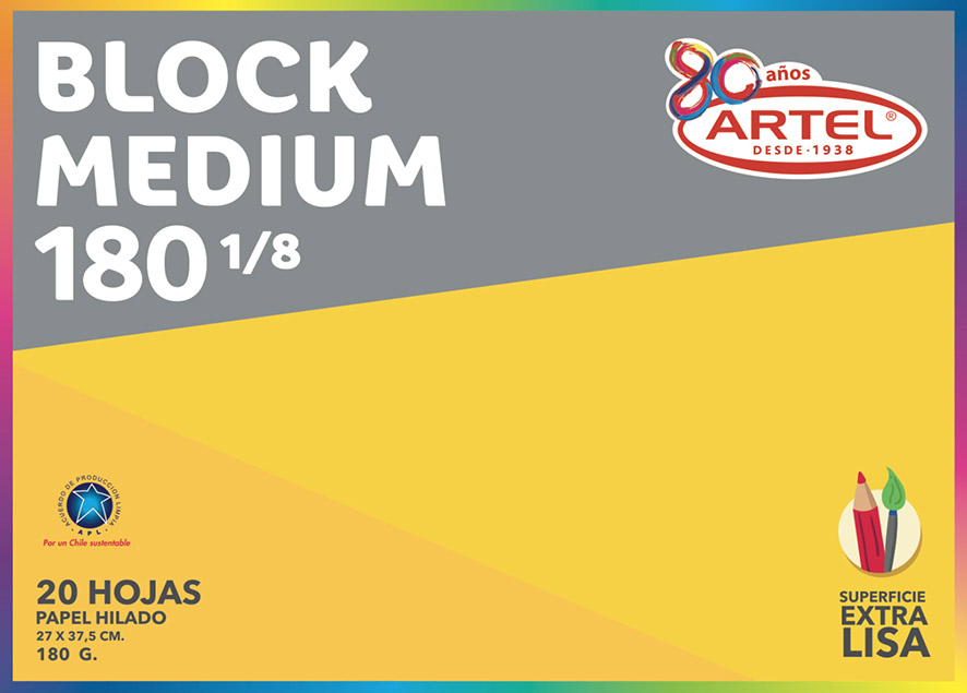 BLOCK DIBUJO MEDIUM 180 GRS 1/8 20 HJS