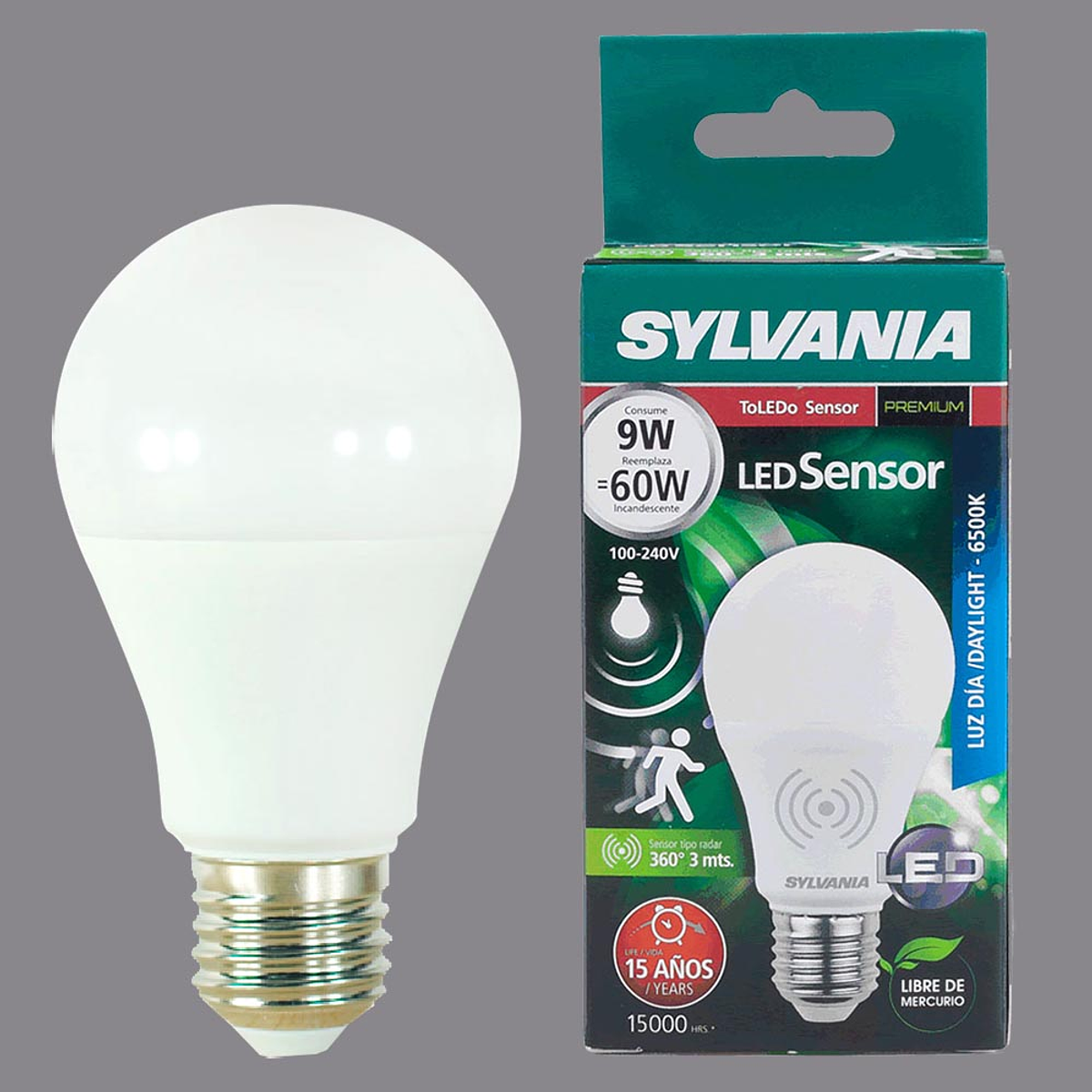 Bombillo Led Toledo 9w Dl Con Sensor Sylvania / Luz Blanca