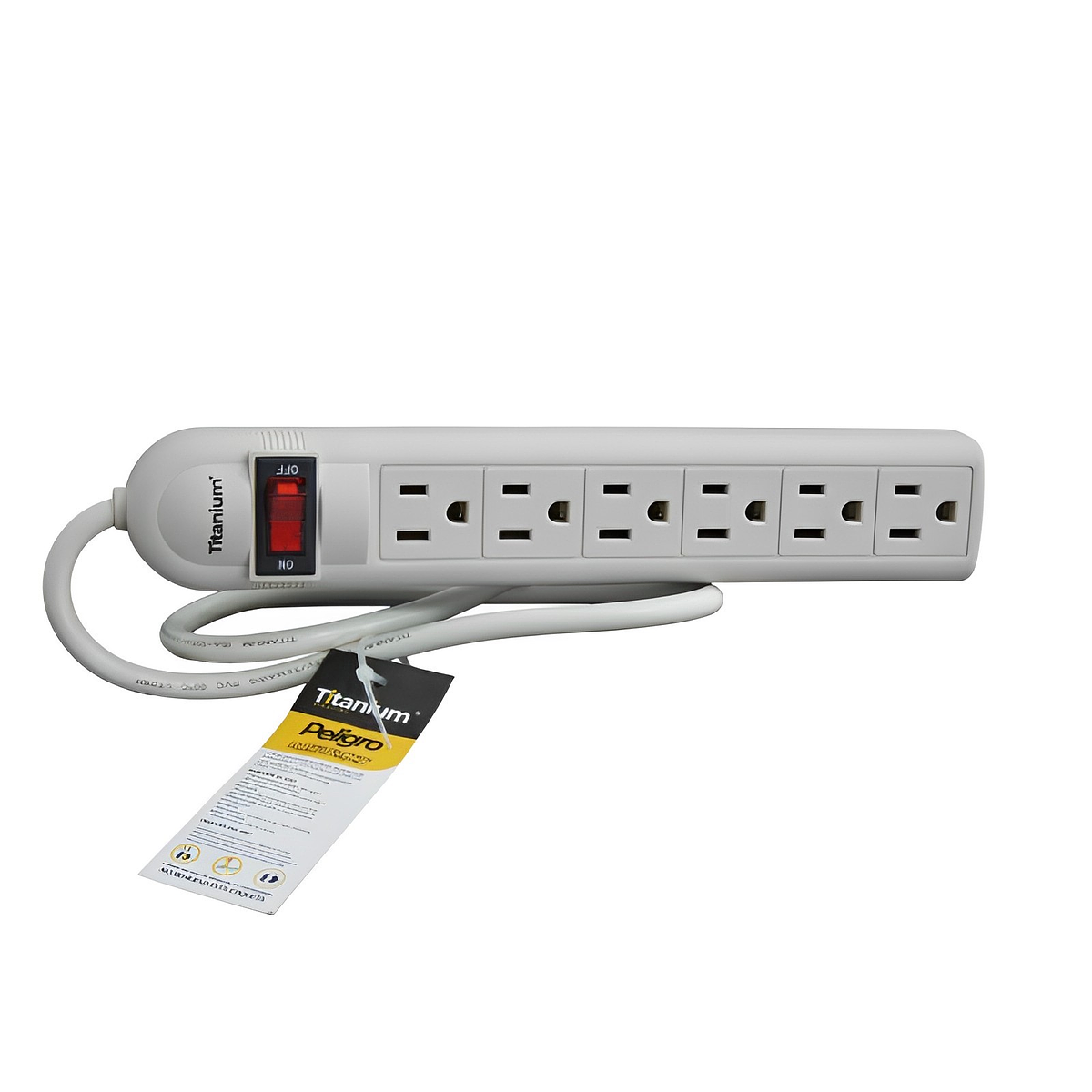 Multitoma Titanium 6 Salidas Con Cable Reforzado 0.85m Gris