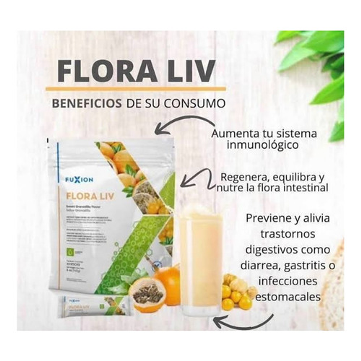 Suplemento Fuxion Flora Liv Sabor Granadilla 5g X 28 U Promo | Llicllas ...