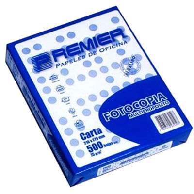 Resma de Papel Carta 500 Hojas 75 Gramos. Premier