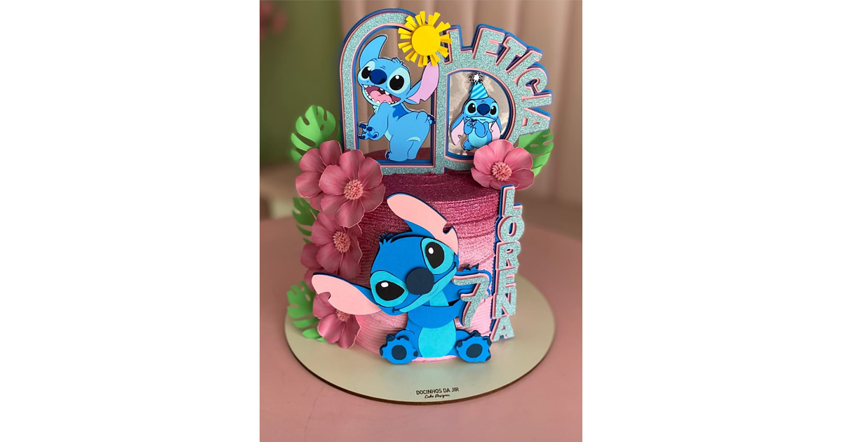 Arquivo Topo Stitch Arco Cenário e Flores