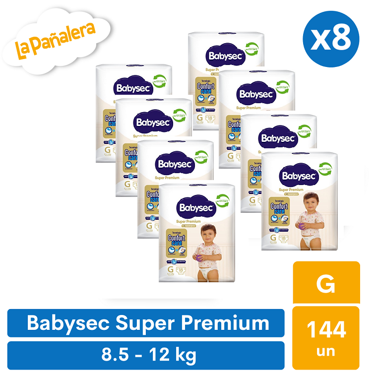 Pañal Babysec Super Premium Talla G 144 unidades