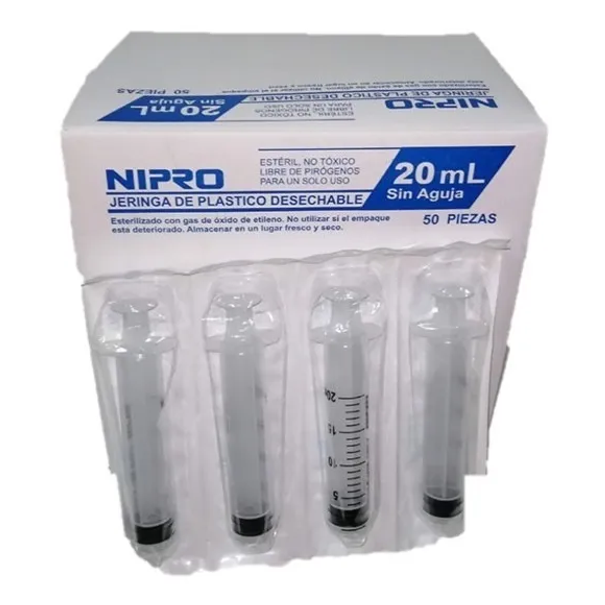 Jeringa Sin Aguja 20ml Nipro Luer Slip Caja 50 Un