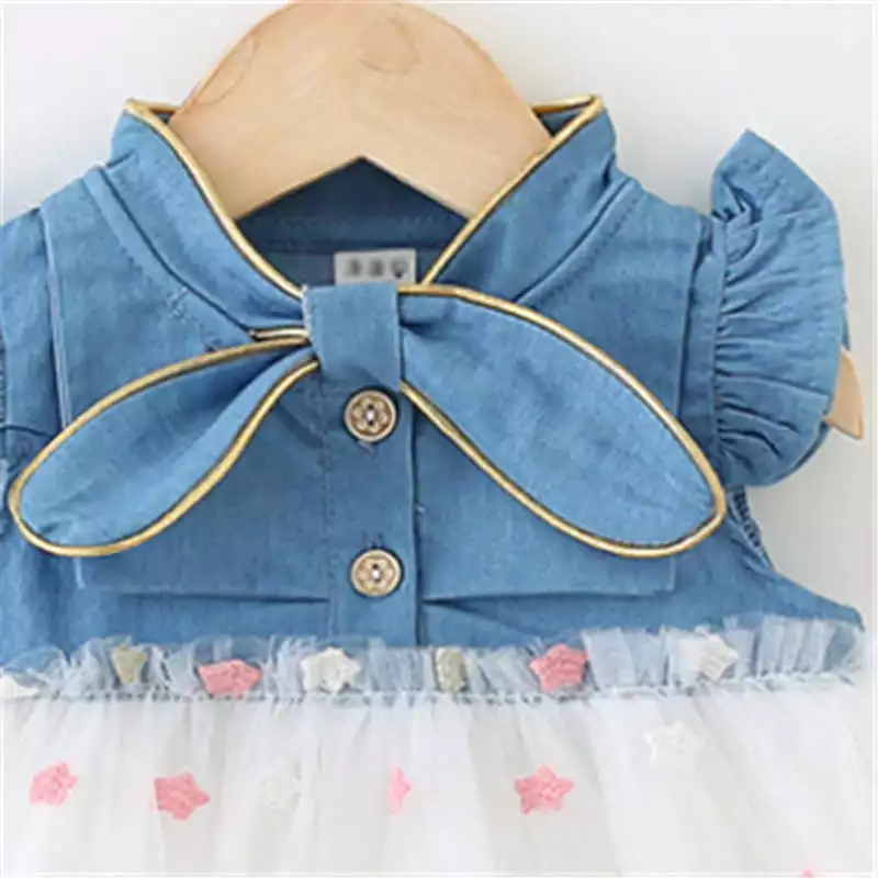 Vestido mezclilla tull blanco