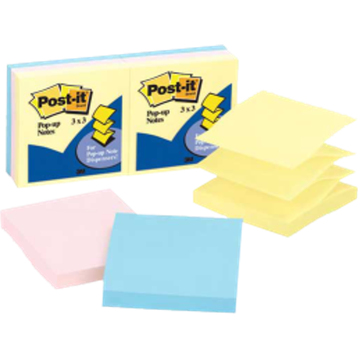 Notas post-it pop-up, pastel 6 blocks, 3m