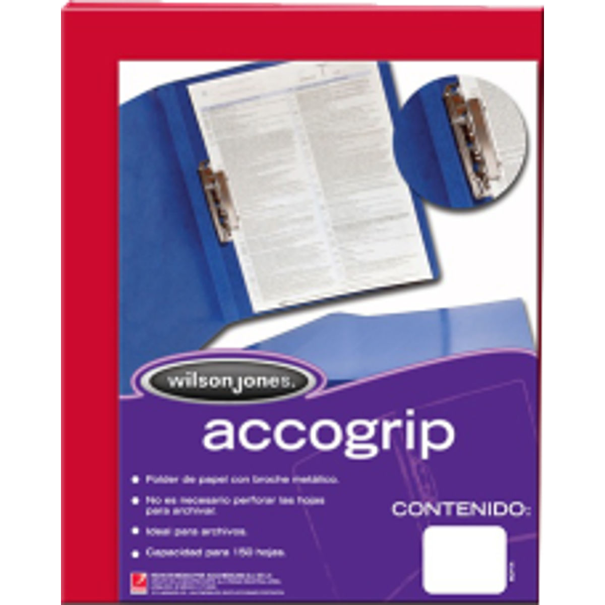 Folder accogrip c/broche met‡lico con palanca color rojo ...