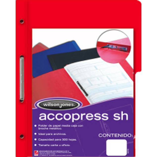 Folder accopres oficio 1/2ceja rojo c/10 folders