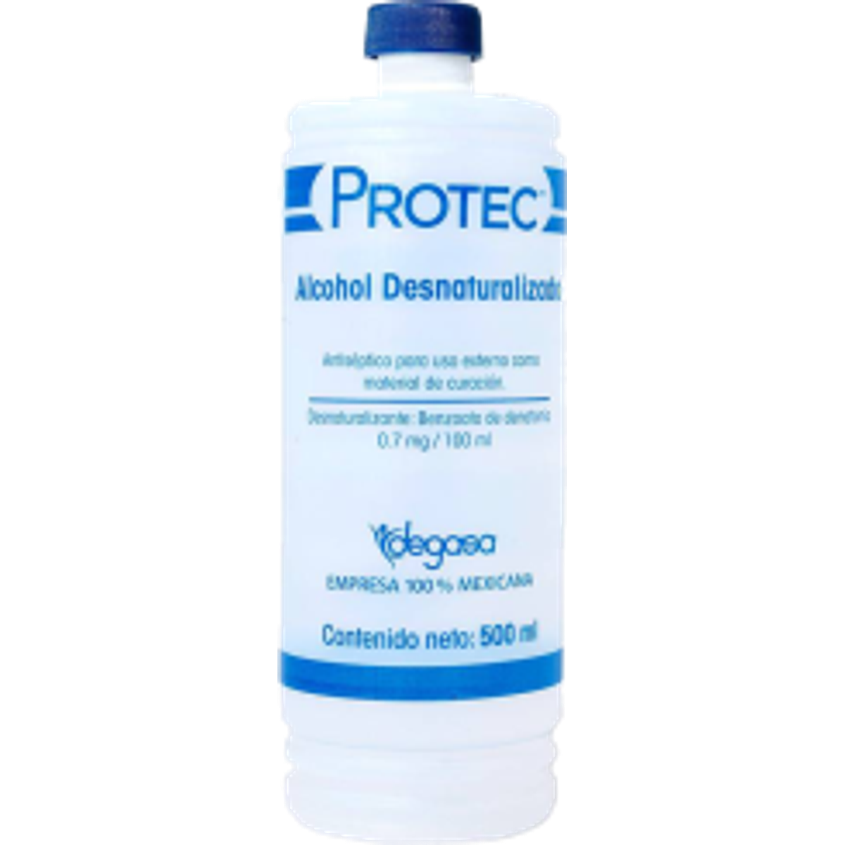 Alcohol etílico 0.7 mg / 100 ml, desnaturalizado de 500 ml.