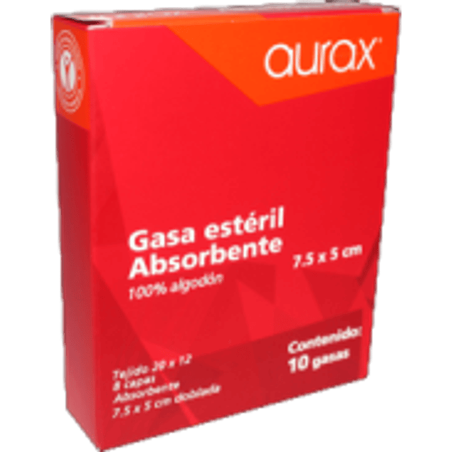 Gasa absorbente estéril, tamaño 7.5 x 5 cm, paquete con 1...