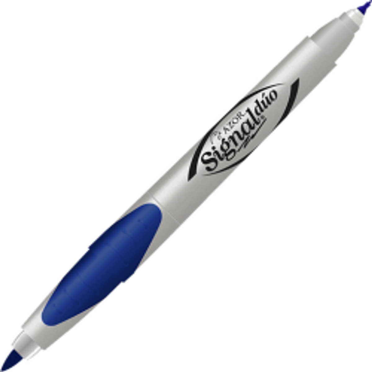 Marcador Duo Permanente, Signal color azul punta fino y u...
