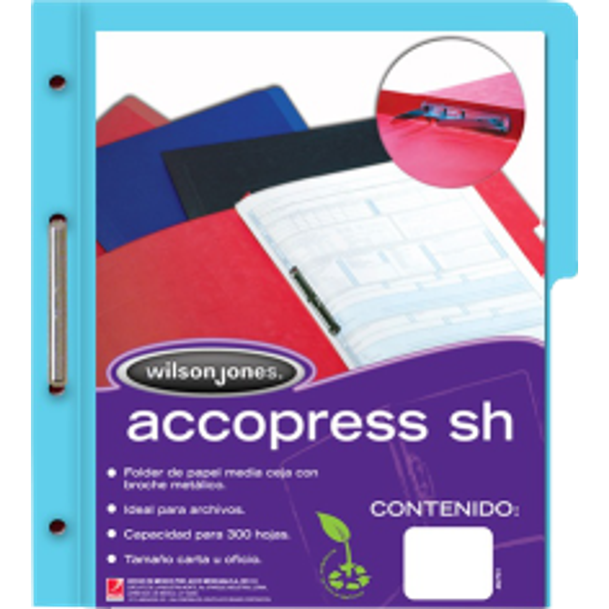 Folder Accopress color azul claro con broche 8 cm, de 1/2...