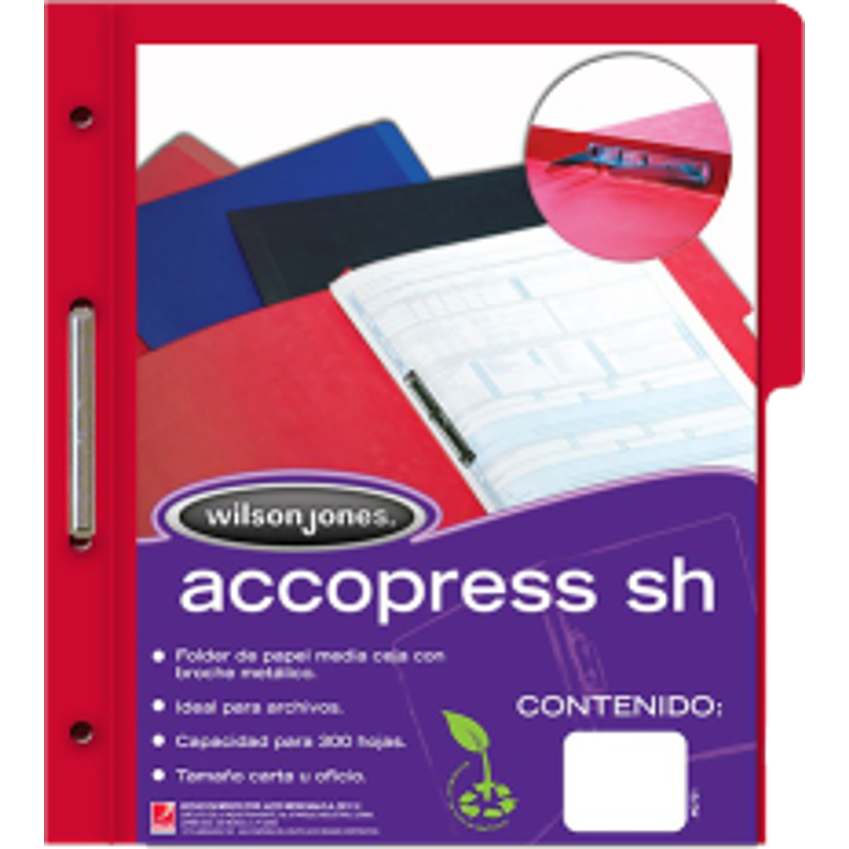 Folder Accopress color rojo con broche de 8 cm, tamaño ca...
