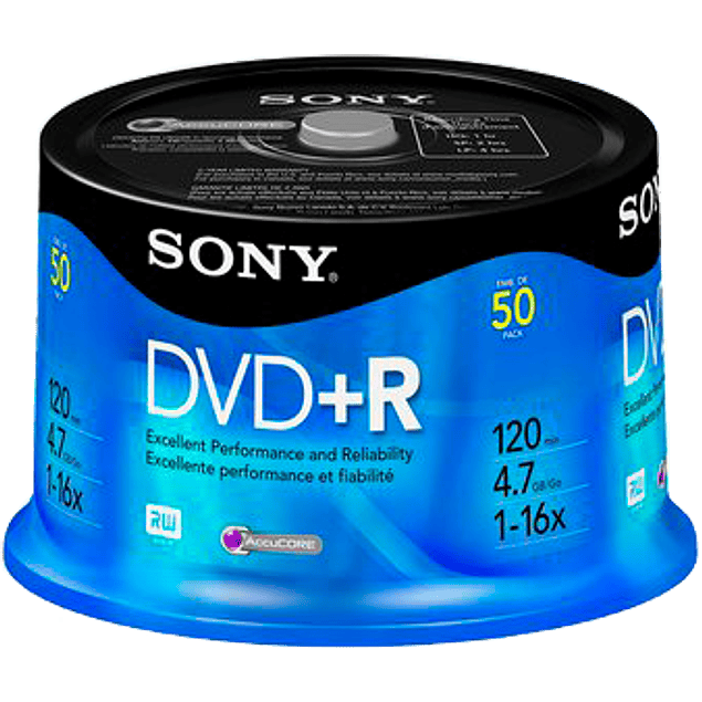 DVD-R 120 MIN 4.7GB 1-16X campana con 50 piezas
