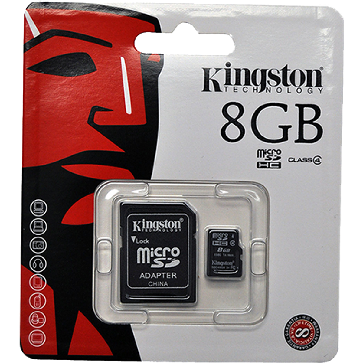 Memoria micro SDHC de 8 GB, Clase 4, incluye adaptador SD.
