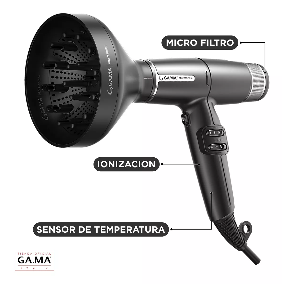 Secador De Pelo Gama Iq Lite Ultra Liviano Profesional Color