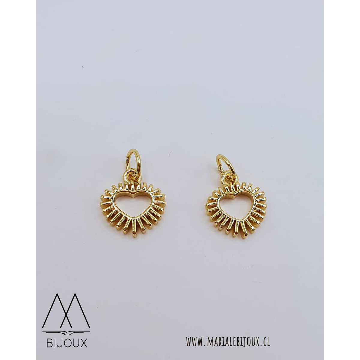 Corazón Dorado puntas, con argolla 15mm