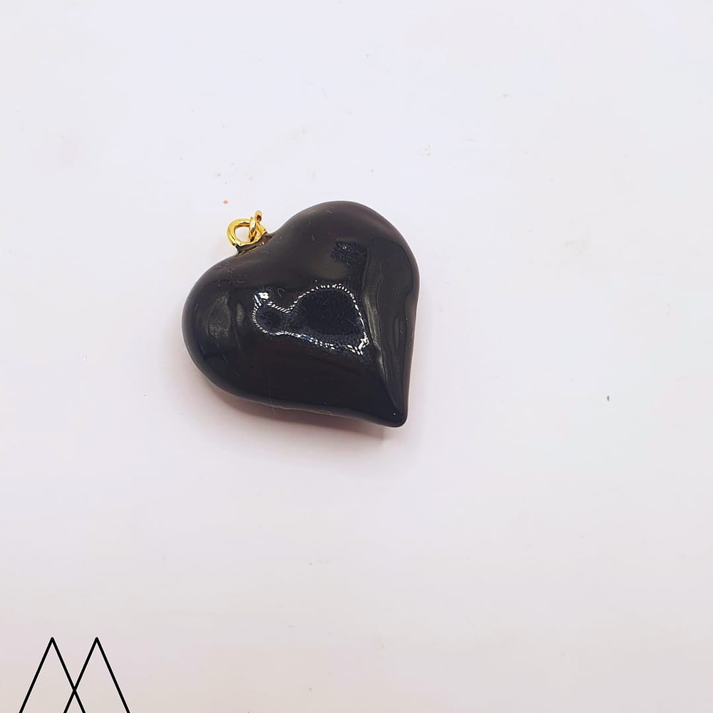 Colgante Corazon negro, con argolla 35mm