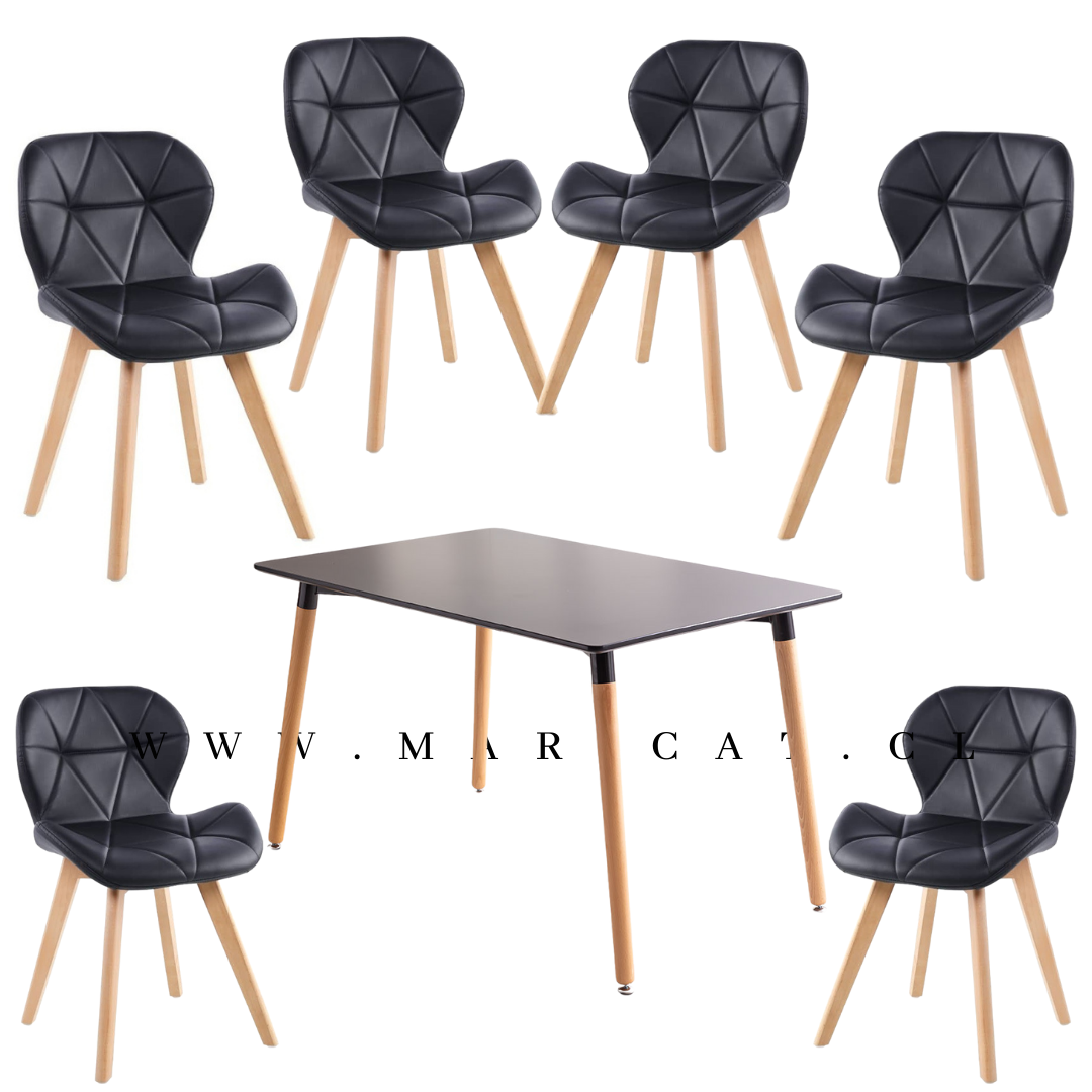 Mesa Rectangular Eames con Sillas Mariposa Tulip