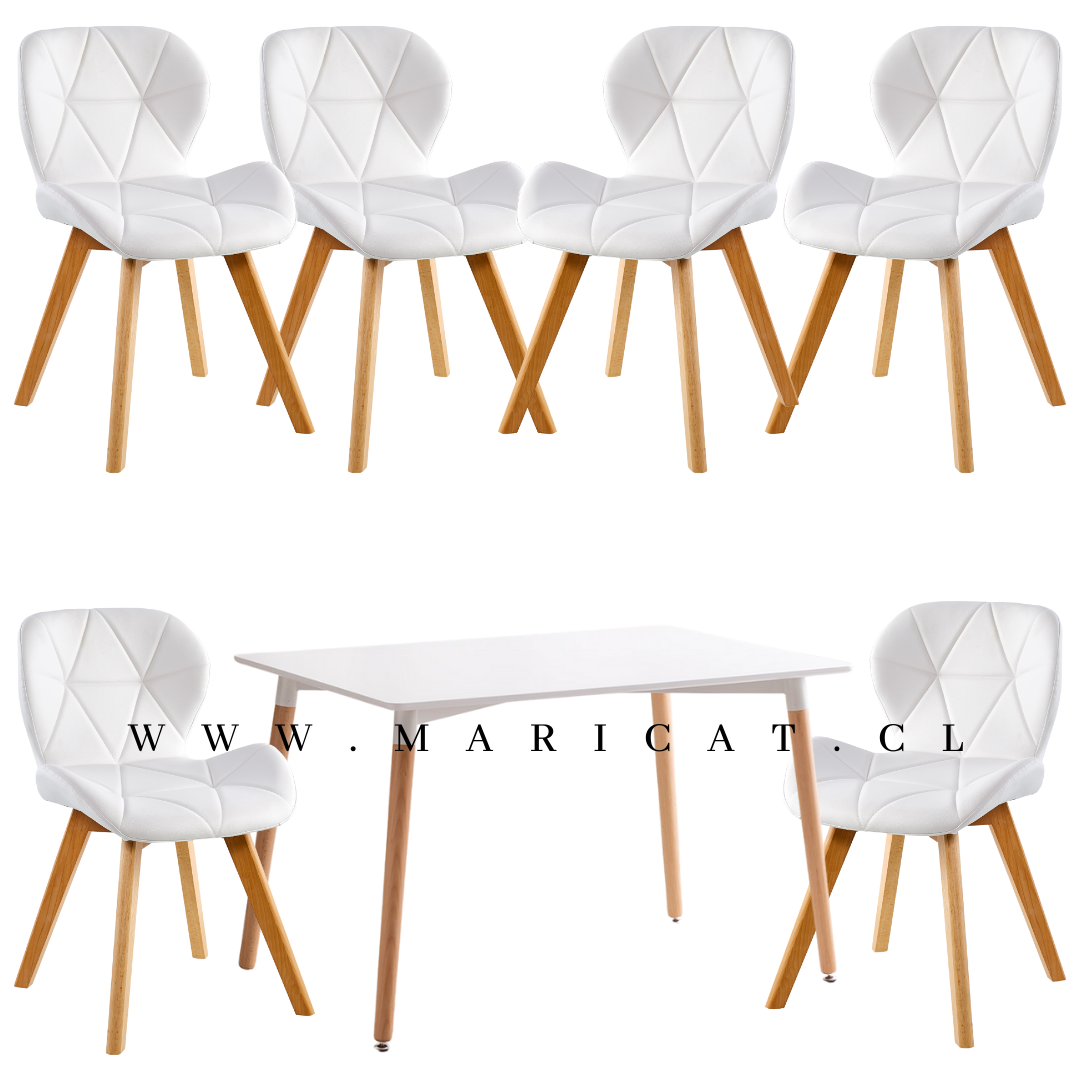 Mesa Rectangular Eames con Sillas Mariposa Tulip