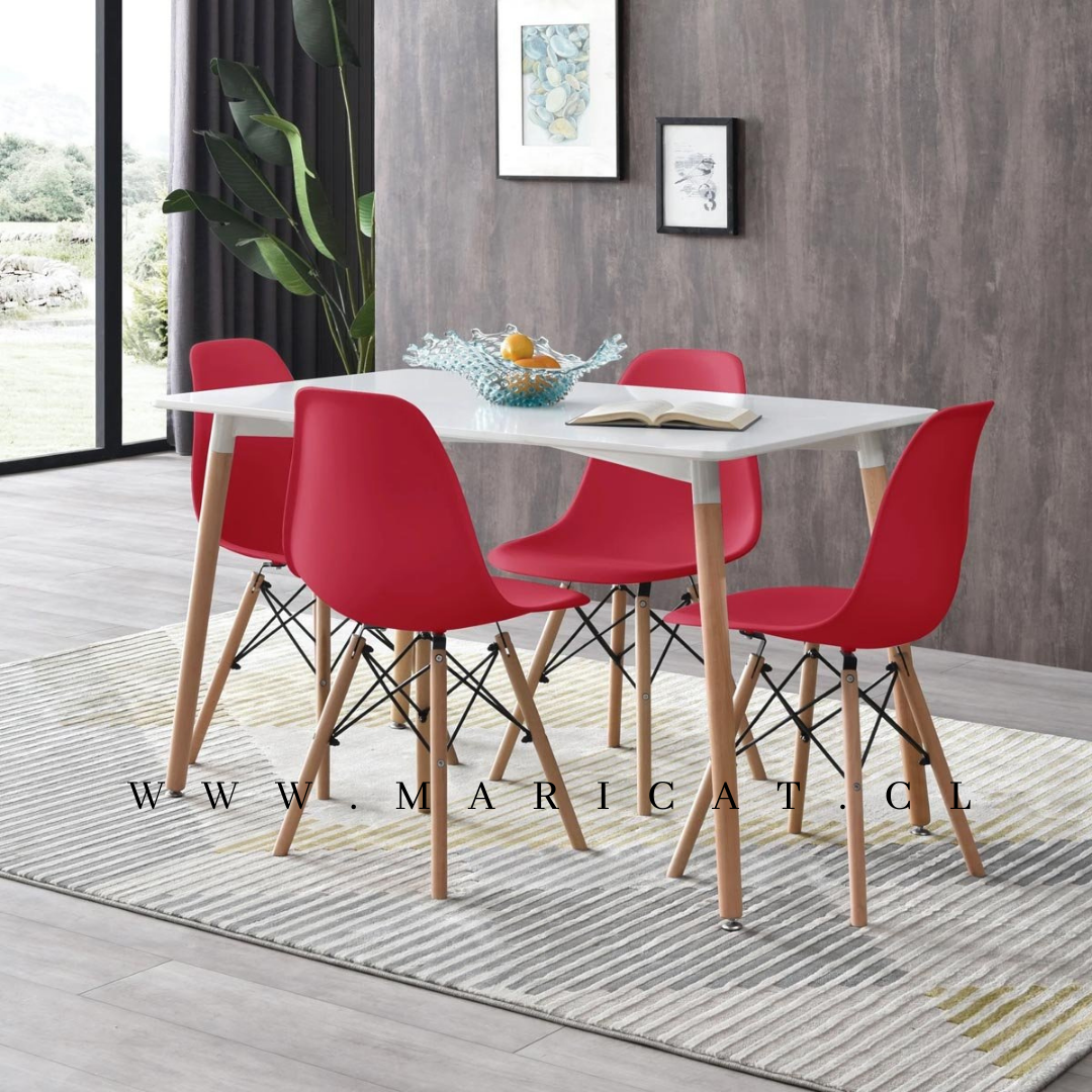 Mesa Eames Rectangular con 4 Sillas Eames