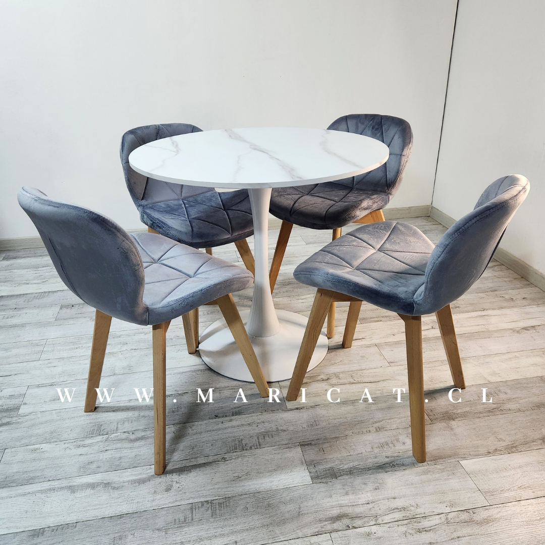 Mesa Tulip Autoadhesivo Mármol + Silla Mariposa Felpa