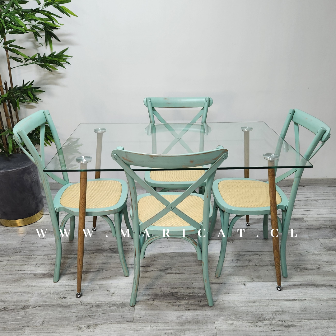 Mesa Francia + Silla Madera Crossback