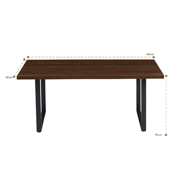 Mesa de Comedor Estilo Industrial de MDF con Patas de Metal