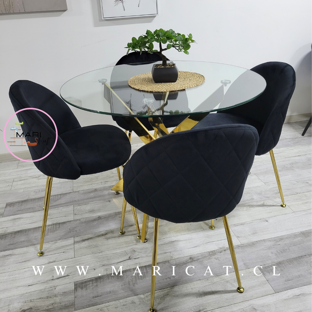 Mesa Dubai Gold + Silla Velvet Gold