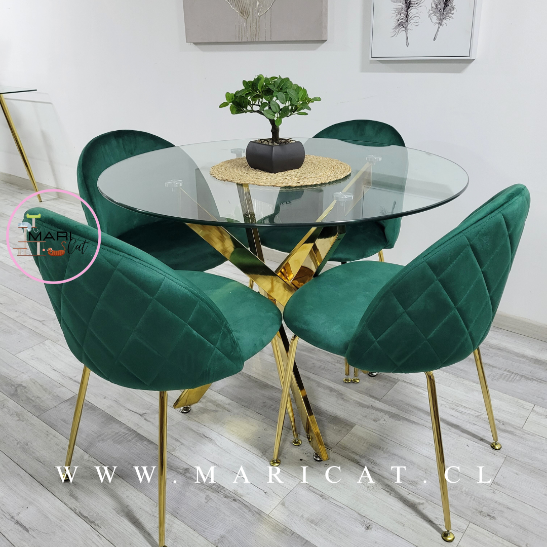 Mesa Dubai Gold + Silla Velvet Gold