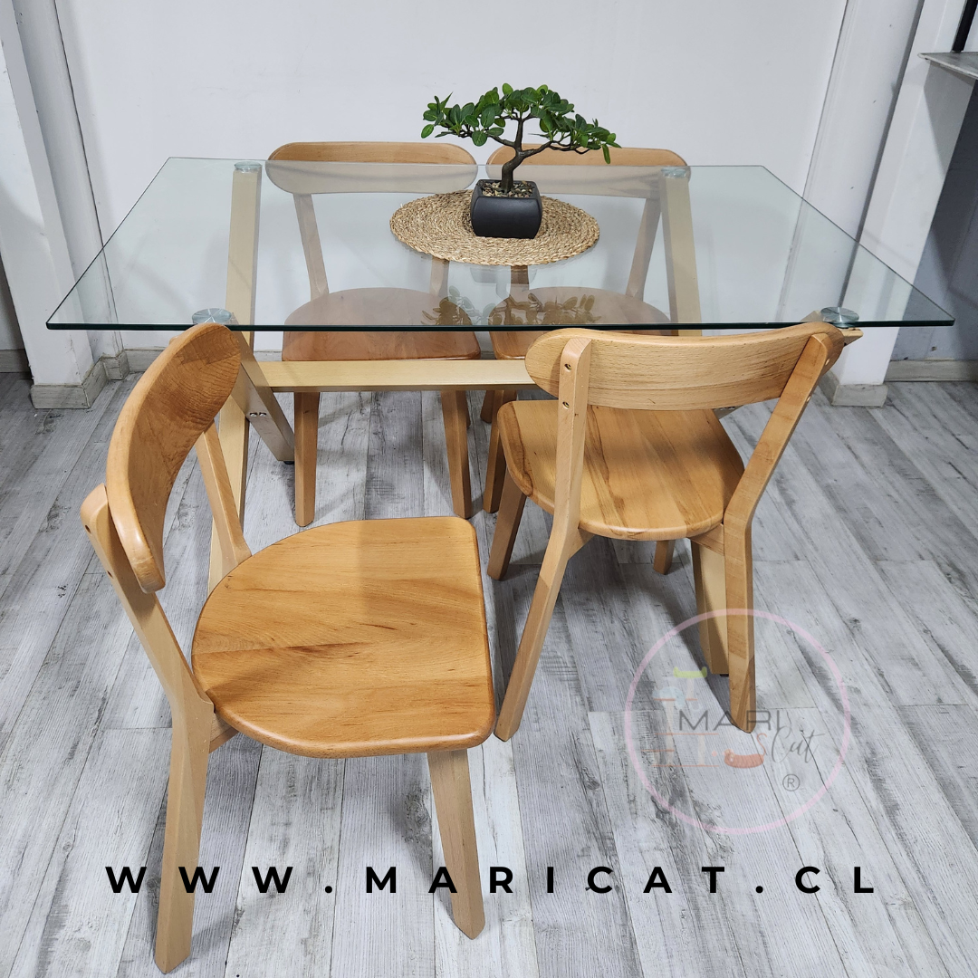 Mesa Rectangular Chile + Silla Fresno Madera