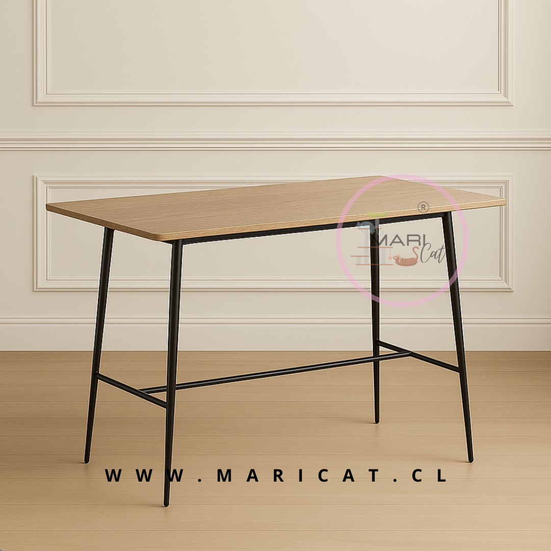 Mesa Alta Rectangular Lyon wood Black MDF Metal