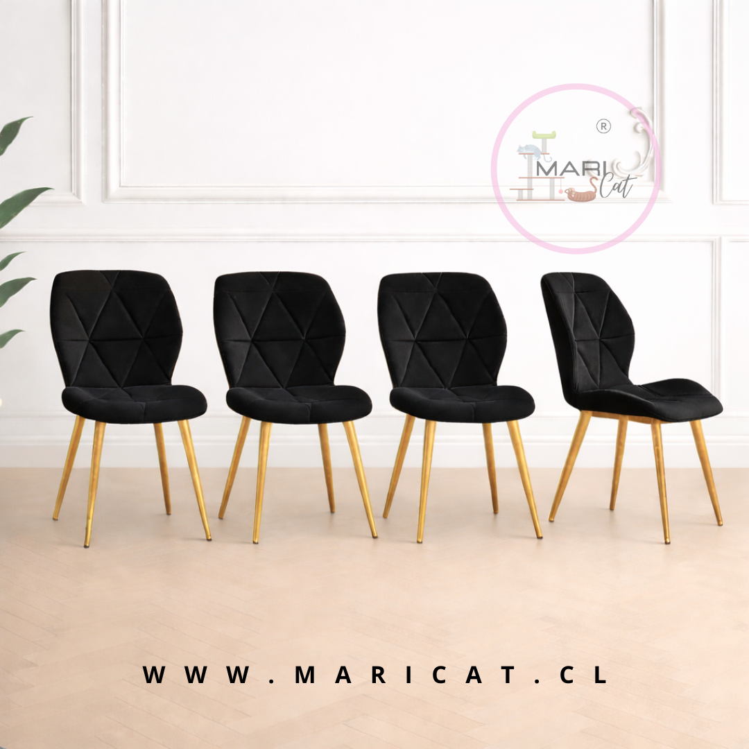 Silla Fiori Top de Felpa con Patas Metálicas Doradas Gold Ne