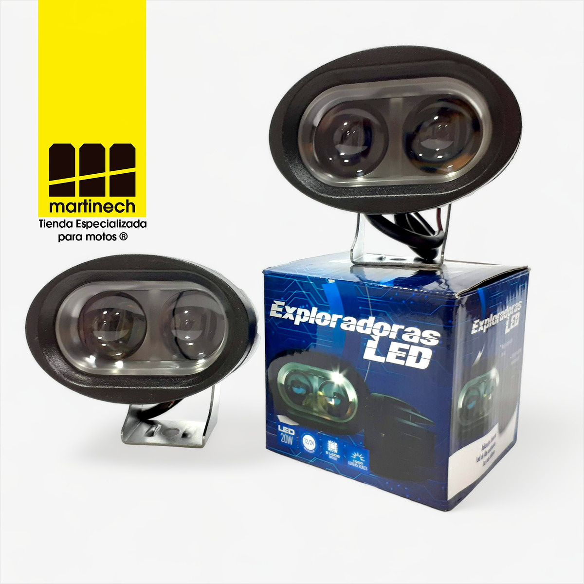 Exploradoras Led Luz Blanca Doble Proyector Moto o Carro