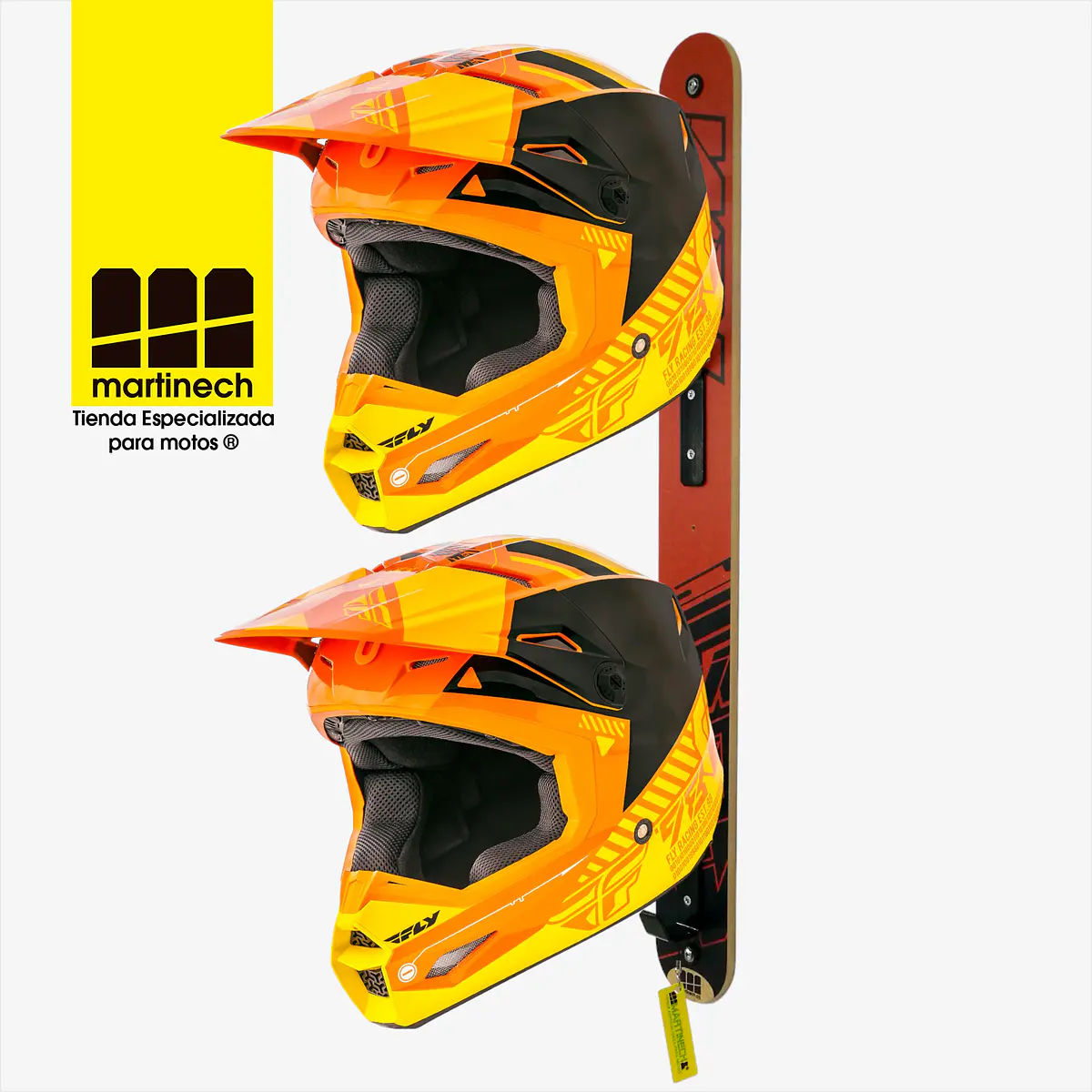 Perchero para casco de moto con gancho en madera Ktm
