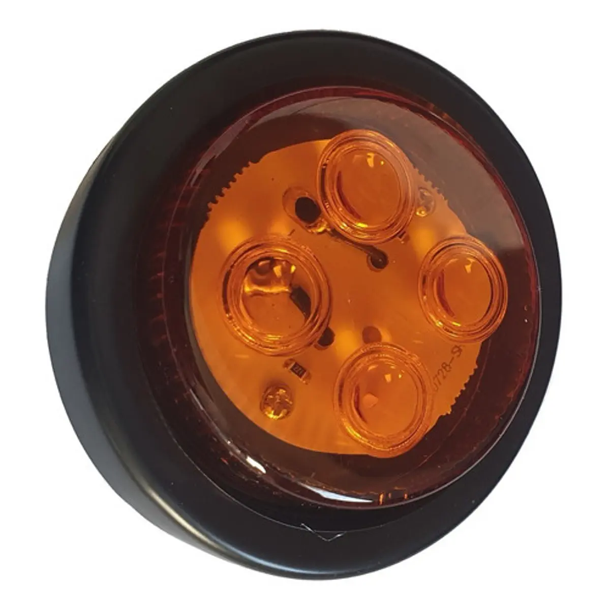 Foco 4 Led Amarilla Ambar Base Goma Camión Bus 24v Redondo