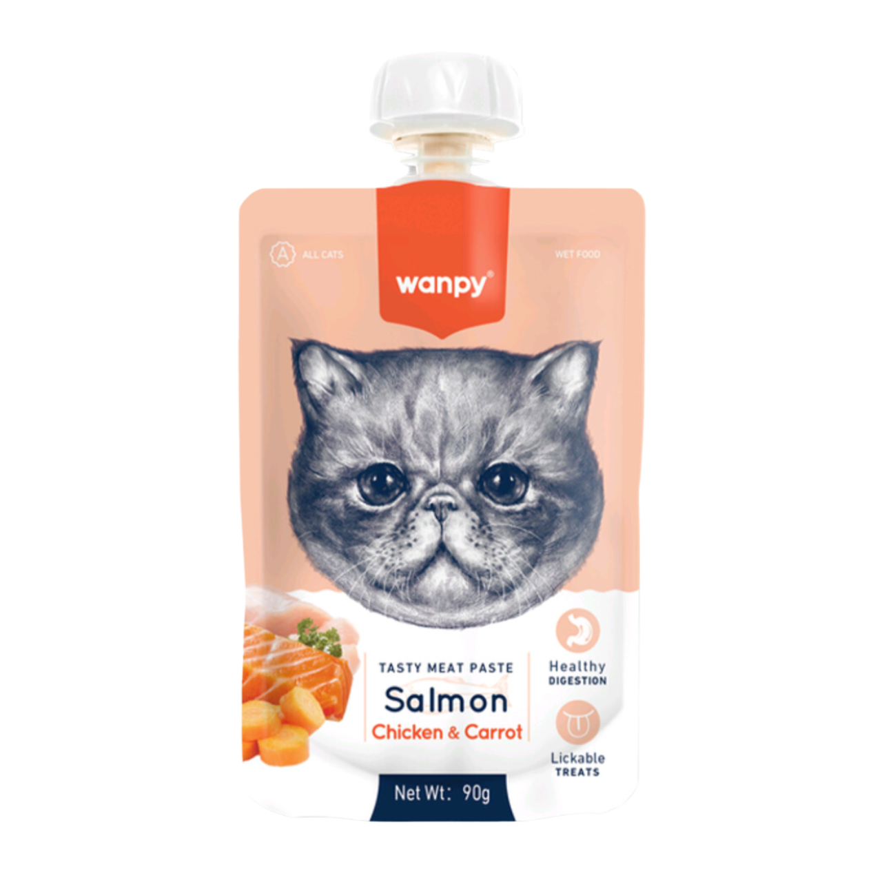 Wanpy Tasty paste cat Salmon, Chicken & Carrot