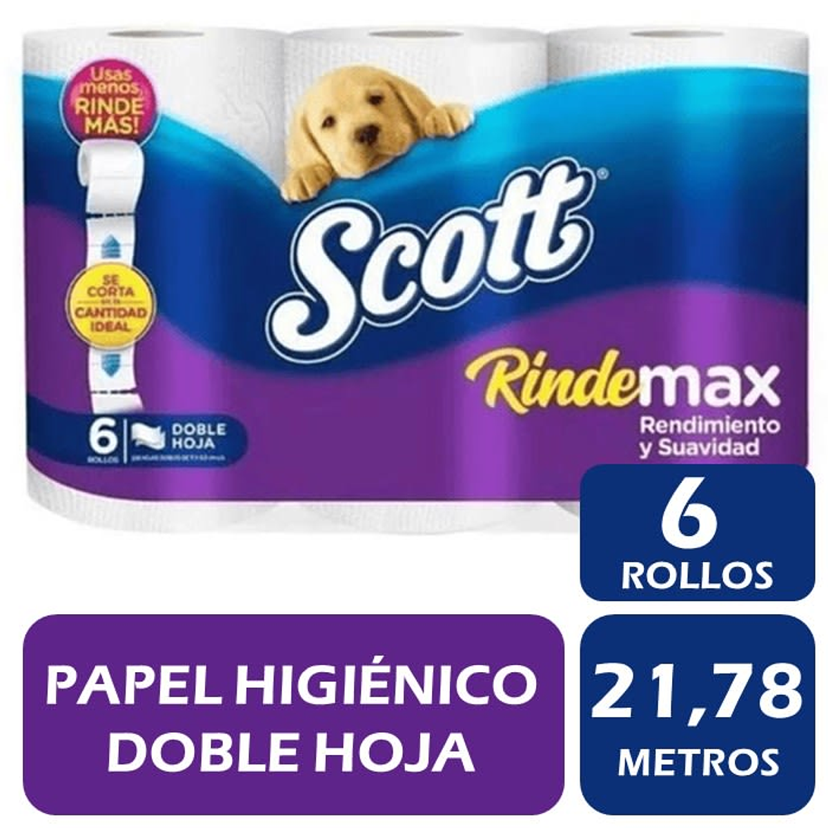 PAPEL HIGIENICO SCOTT RINDEMAX 21,78 MT X 6 ROLLOS | Max Limpio