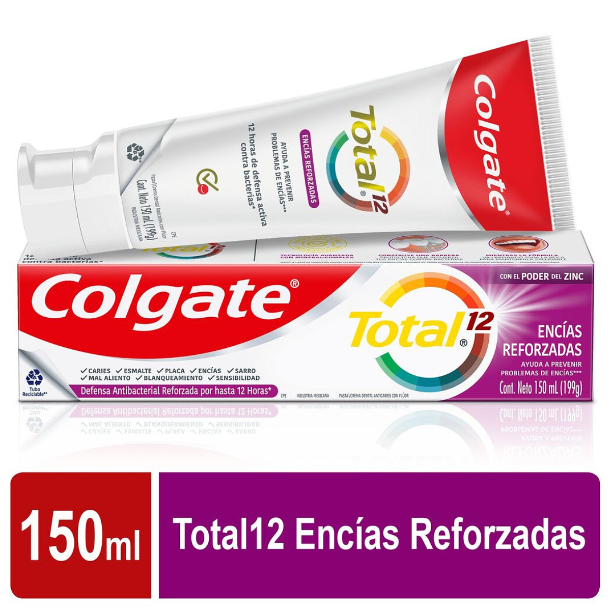 CREMA DENTAL COLGATE TOTAL 12 ENCÍAS REFORZADAS 150 ML | Max Limpio