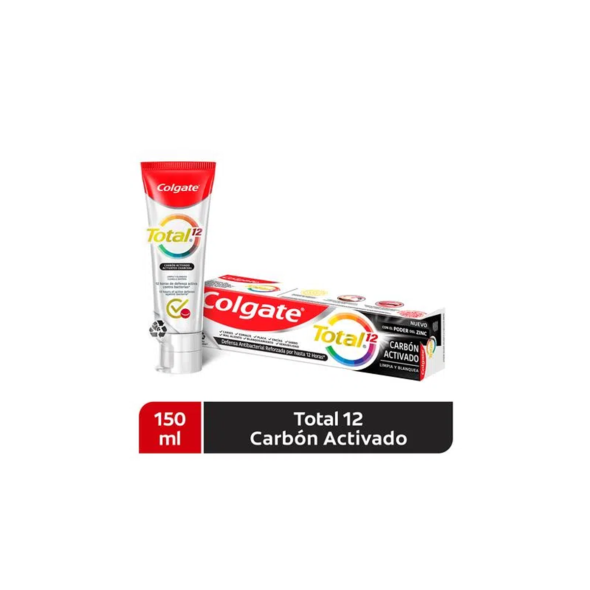 CREMA DENTAL COLGATE TOTAL 12 CARBÓN ACTIVO 150 ML | Max Limpio