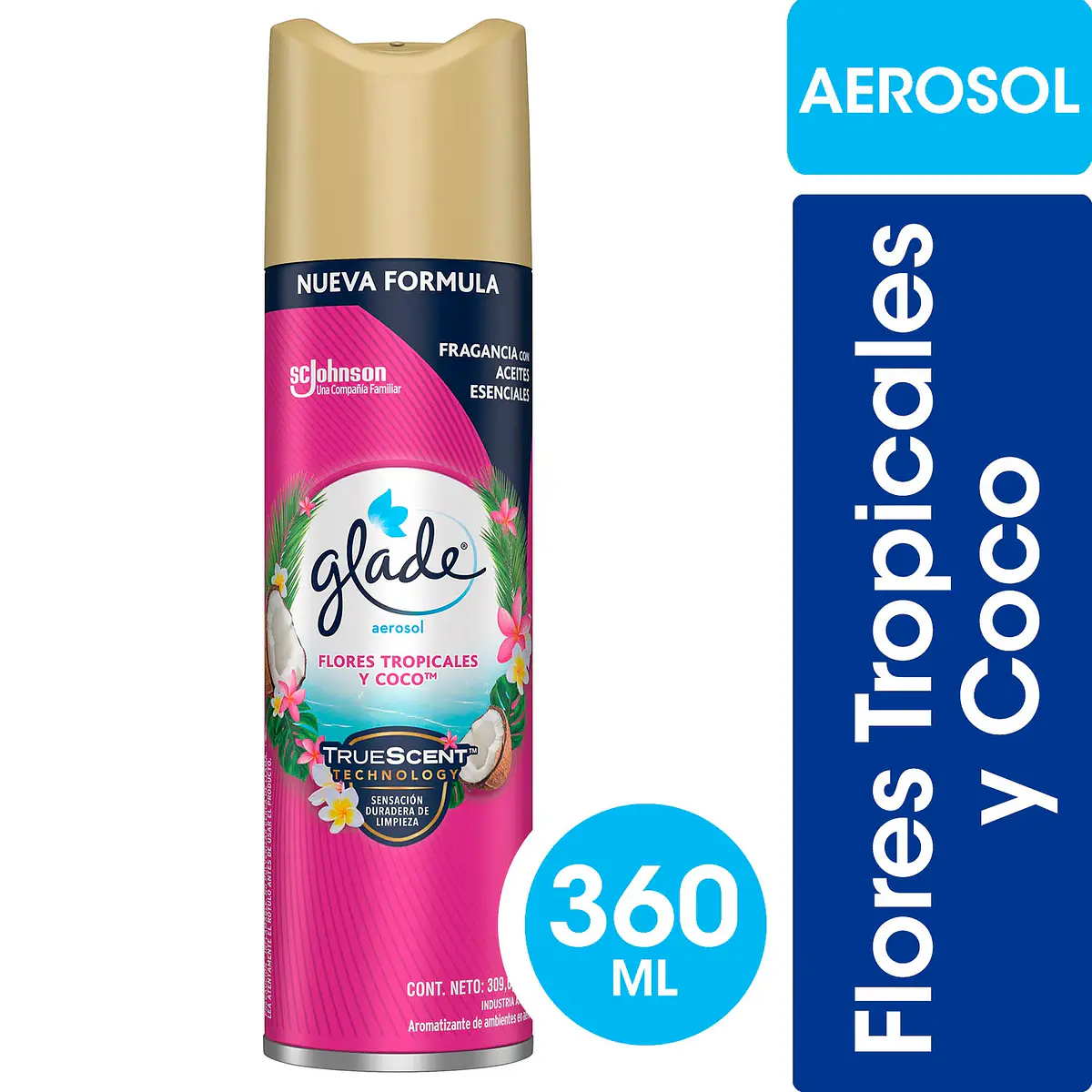 AMBIENTADOR GLADE FLORES TROPICALES Y COC 360 CC | Max Limpio