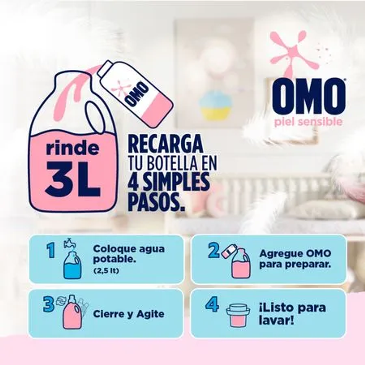 DETERGENTE PARA DILUIR OMO HIPOALERGENICO 500 ML | Max Limpio