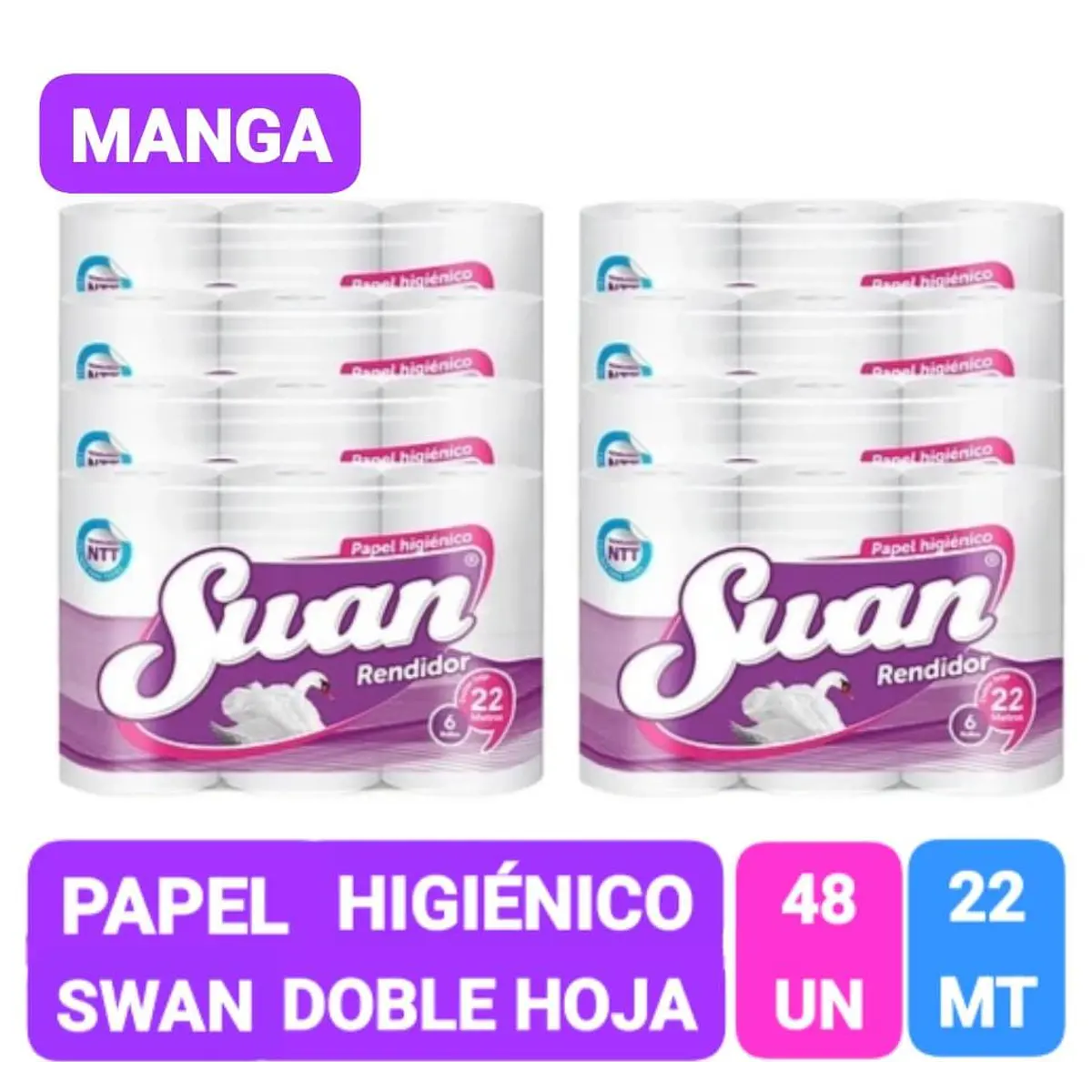 MANGA PAPEL HIGIENICO SWAN RENDIDOR 20MT X 48 ROLLOS | Max Limpio