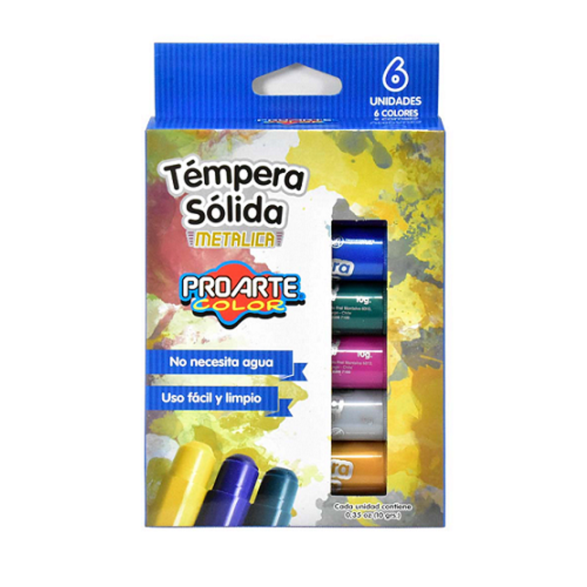 Tempera solida 6 colores metalico proarte/m3-10