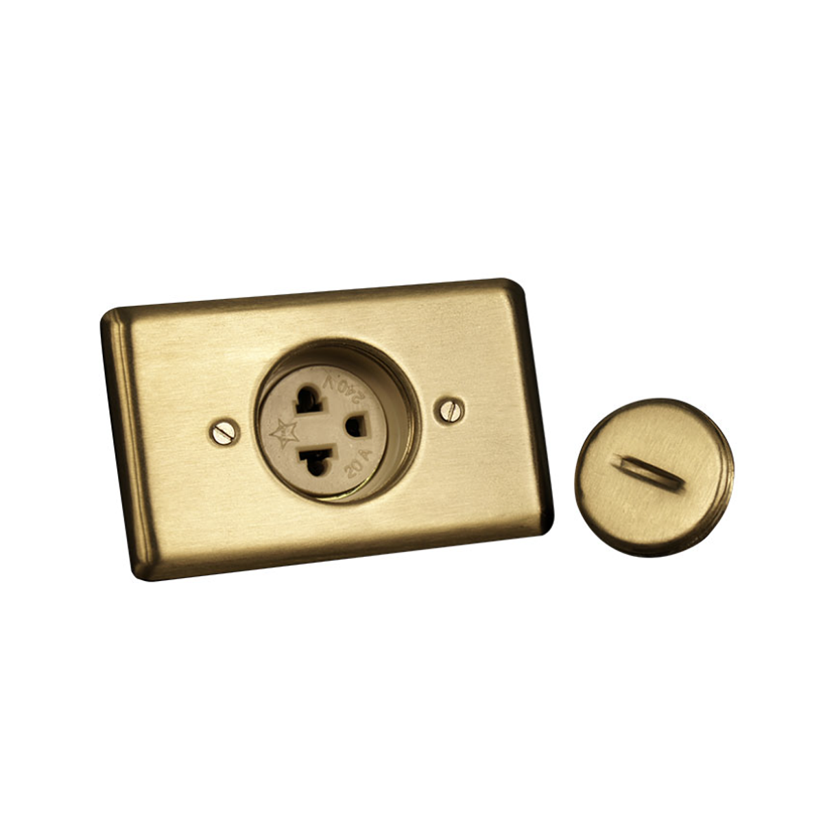 TOMACORRIENTE PARA PISO BRONCE 20A CON LINEA A TIERRA 220... | MCR ...