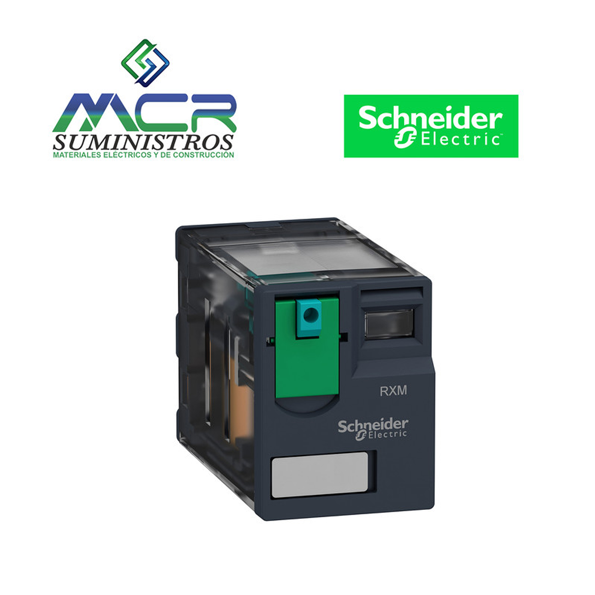 RELAY MINIATURA RXM 24VDC 2CA 12A 8 PINES Schneider | MCR suministros