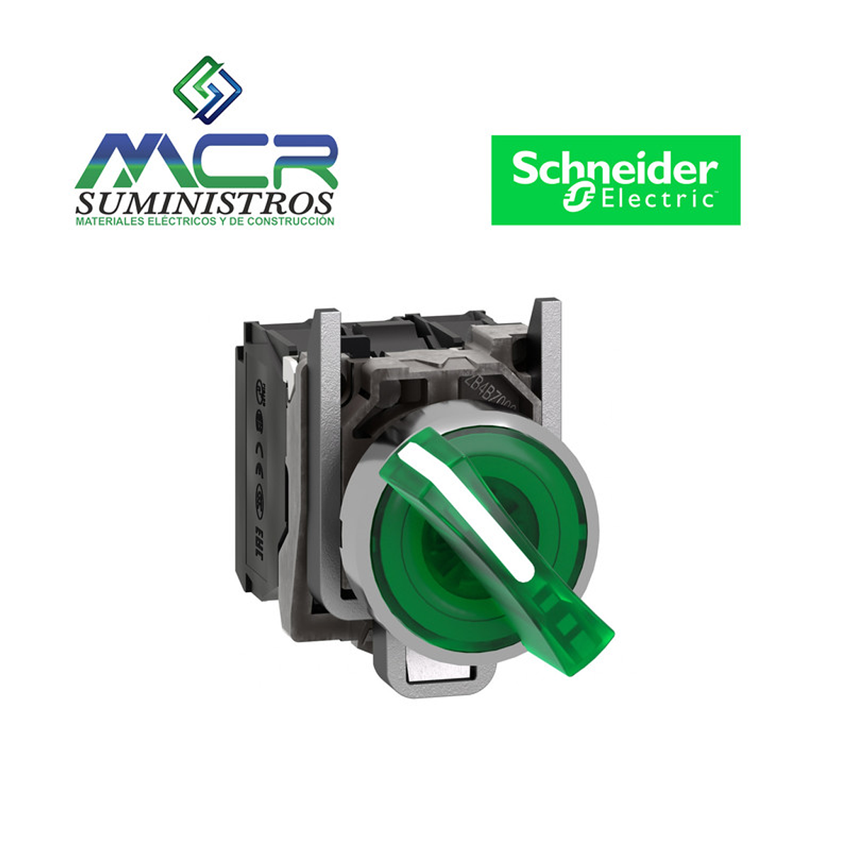 SELECTOR LED VERDE 240 VAC 2 POSICIONES NA+NC Schneider | MCR suministros