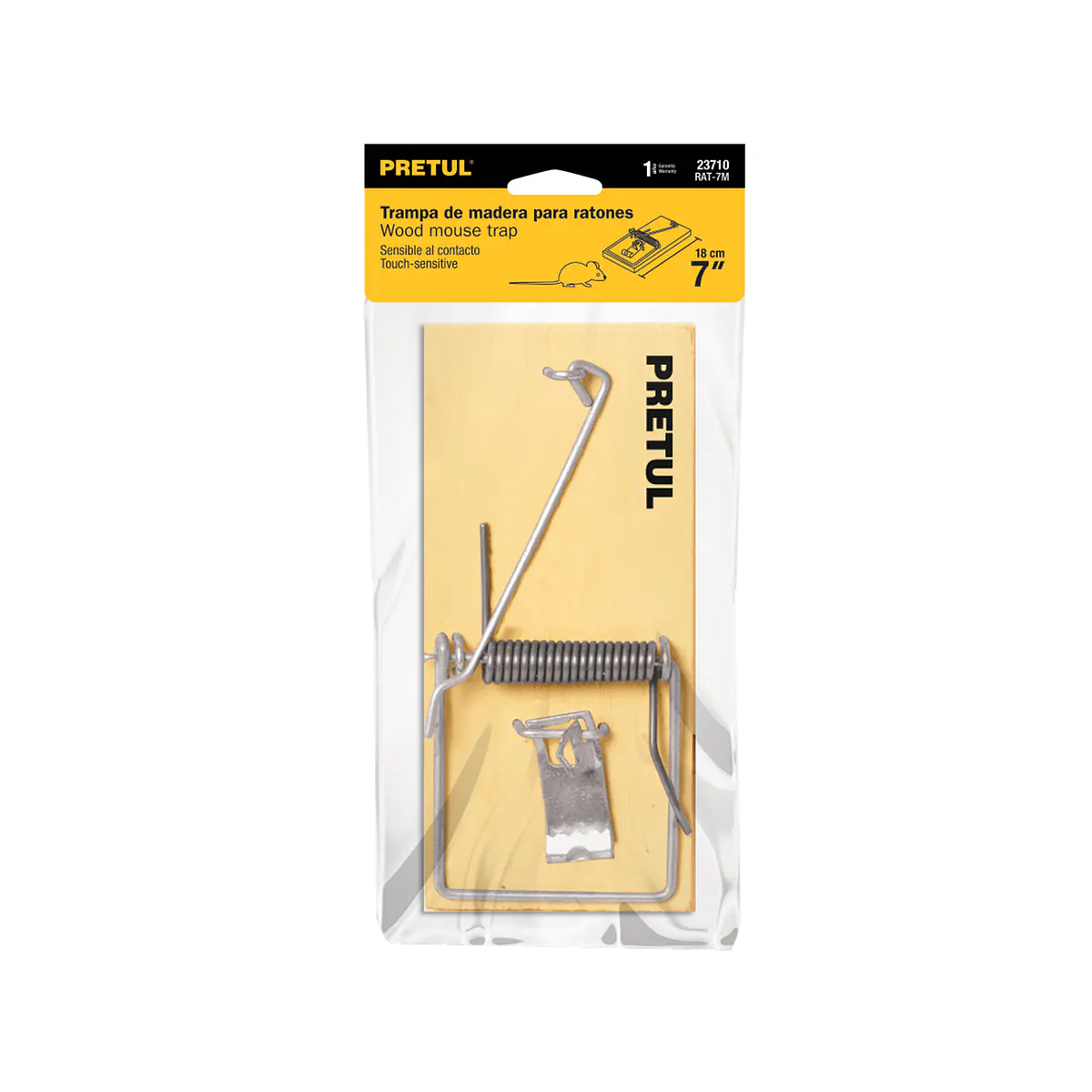 TRAMPA DE MADERA PARA RATON LARGO 7” 18cm PRETUL | MCR suministros